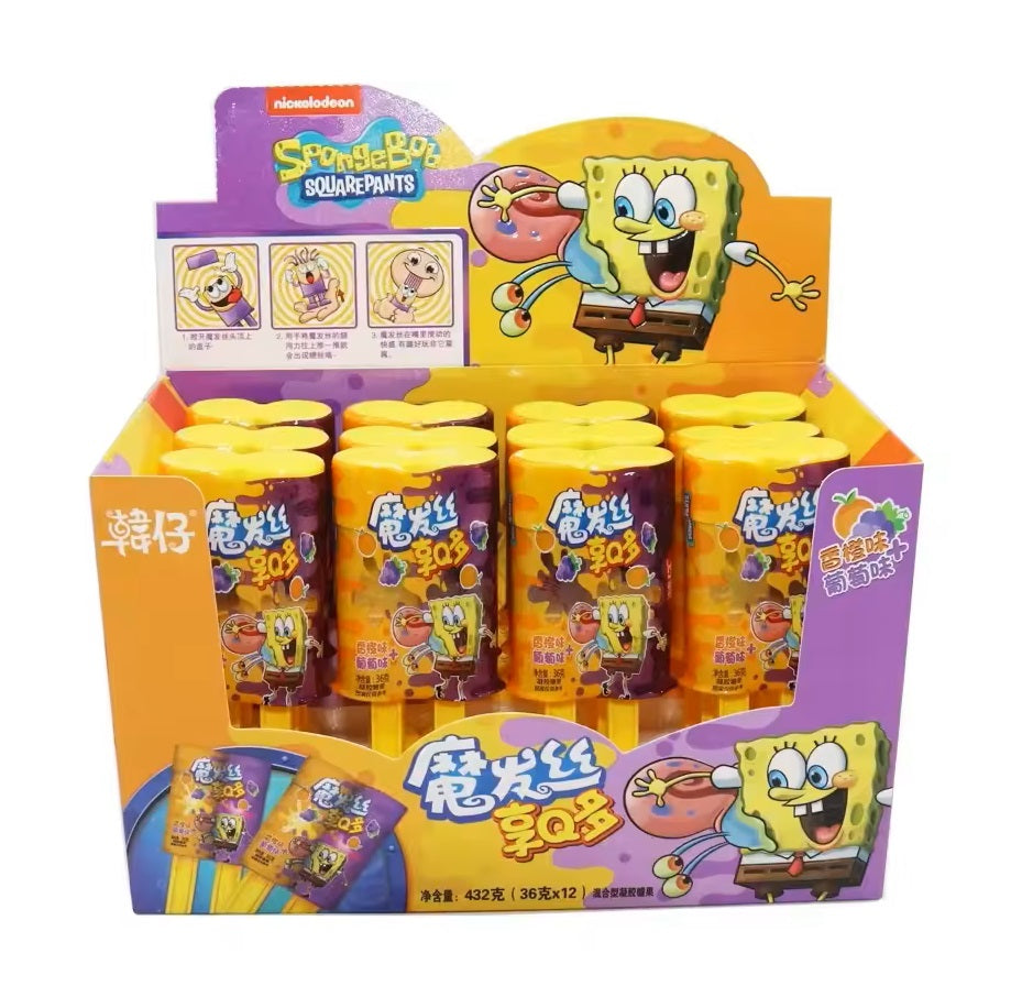 SpongeBob&Hanzai Magic Silk Fruit Candy Orange&Grape (12pk)
